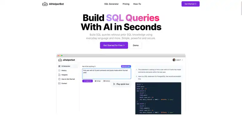 Генератор SQL-запросов с использованием естественного языка. | AI SQL BOT